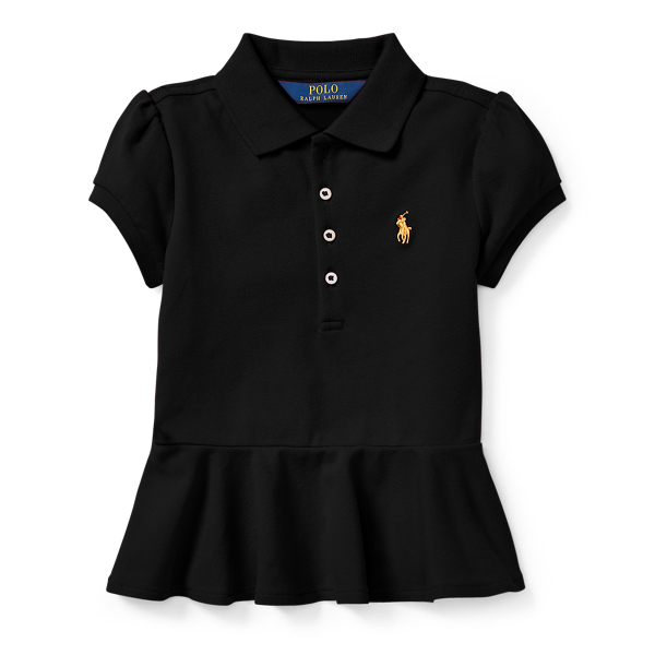 Stretch Mesh Peplum Polo