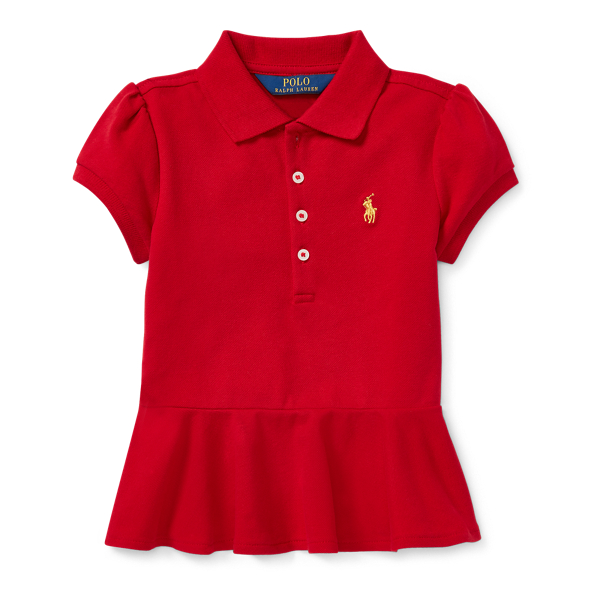 Stretch Mesh Peplum Polo