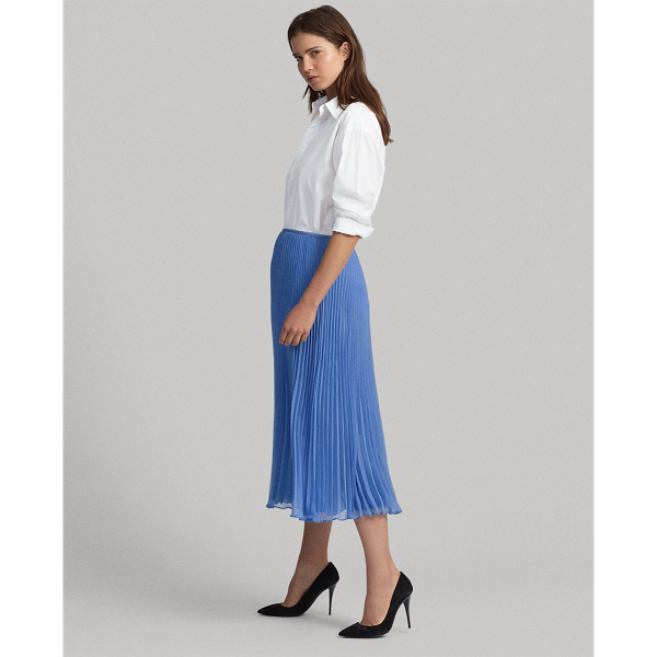 Pleated Georgette Midi Skirt for Women | Ralph Lauren® UK