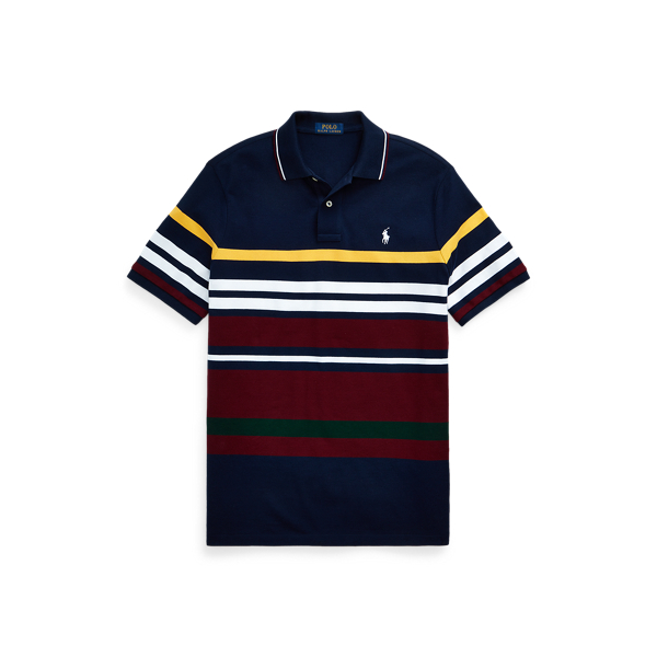 Classic Fit Striped Mesh Polo