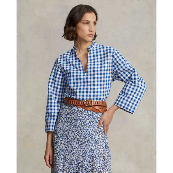 Gingham Oversize Seersucker Top for Women | Ralph Lauren® BE