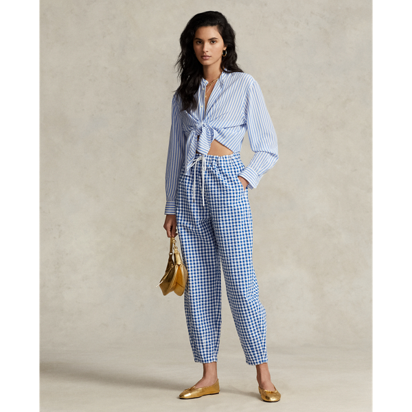 Jogginghose aus Seersucker mit Gingan-Motiv für Women | Ralph Lauren® DE