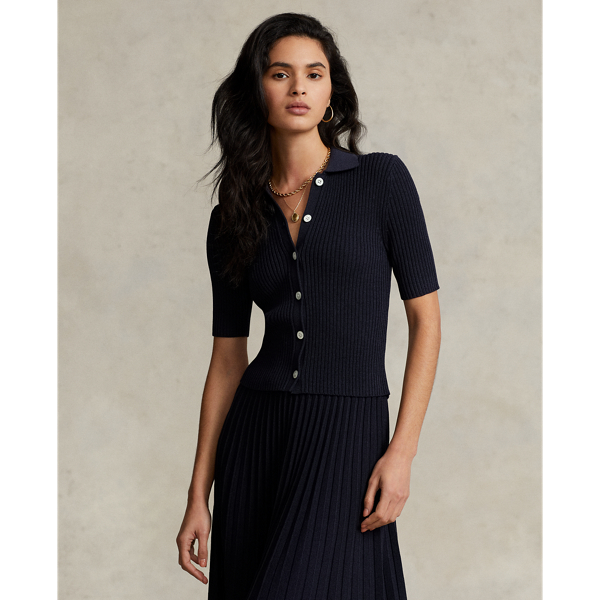 Rib-Knit Short-Sleeve Polo Cardigan for Women | Ralph Lauren® SA