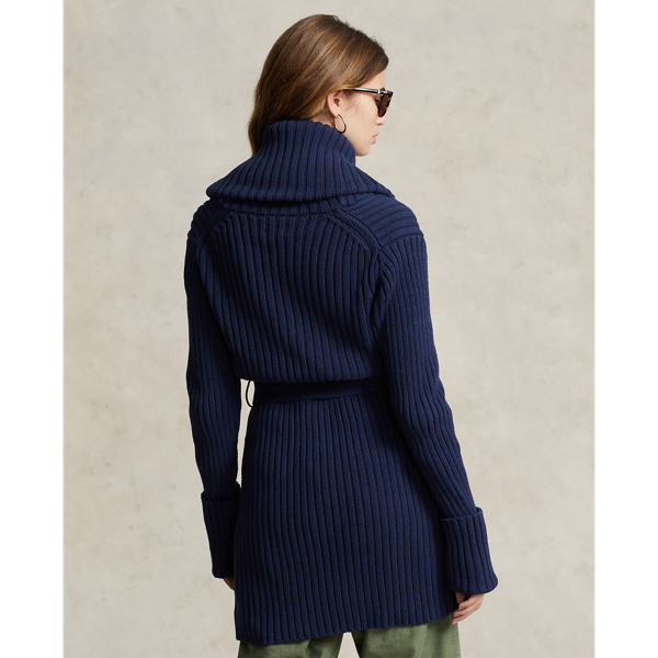Rib-Knit Shawl-Collar Cotton Cardigan for Women | Ralph Lauren® GI