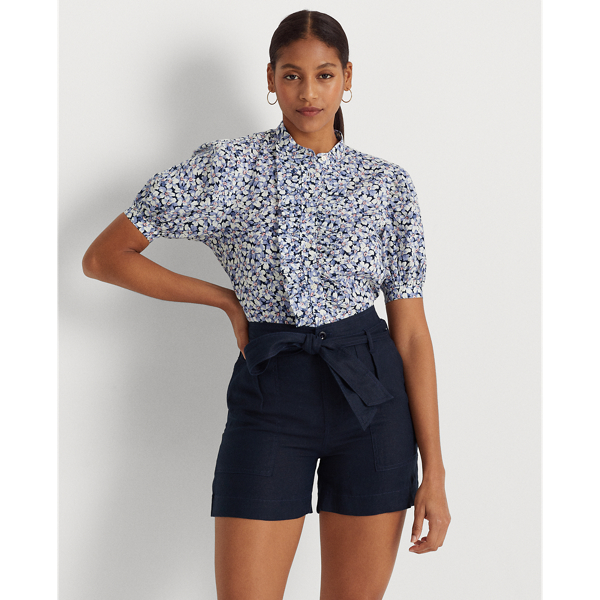 Floral Ruffle Trim Linen Shirt For Women Ralph Lauren® Nl
