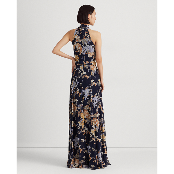 Robe dos nu fleurie ceinturée georgette pour Women | Ralph Lauren® BE