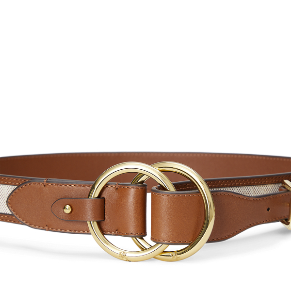 Cinto com dobra em lona e pele para Women | Ralph Lauren® PT