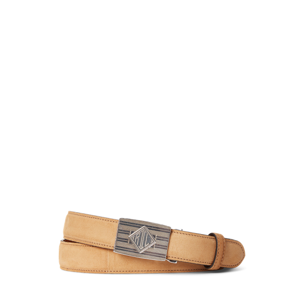 Monogram-Buckle Calf-Suede Belt for Men | Ralph Lauren® AM