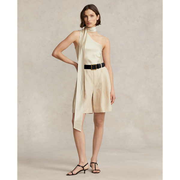 Short long décontracté à plis en lin pour Women | Ralph Lauren® BE